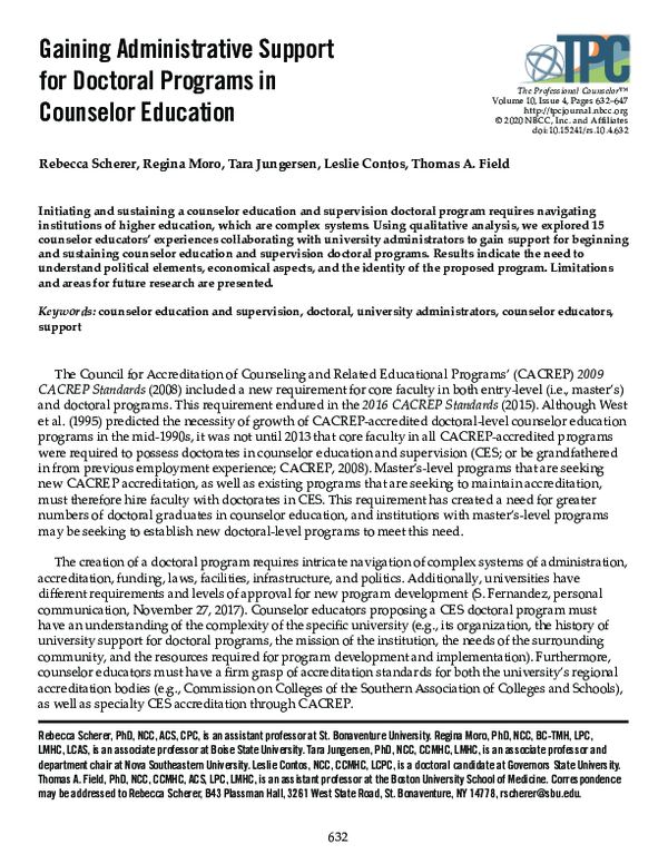 (PDF) Gaining Administrative Support for Doctoral Programs in Counselor ...