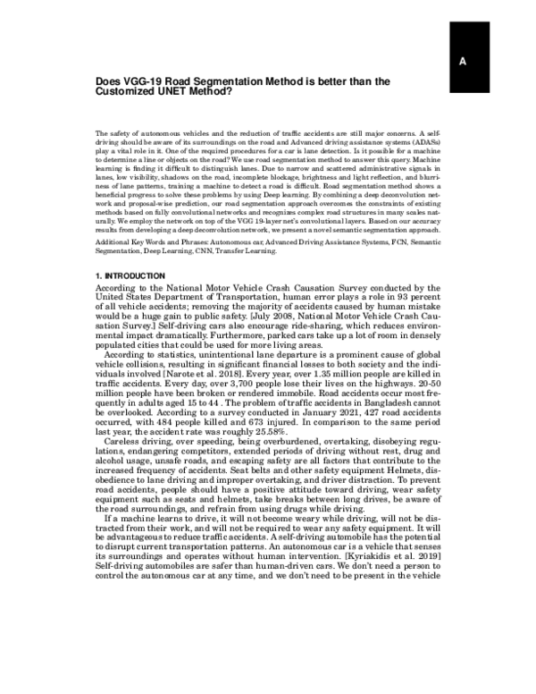 Pdf Does Vgg 19 Road Segmentation Method Is Better Than The Customized Unet Method