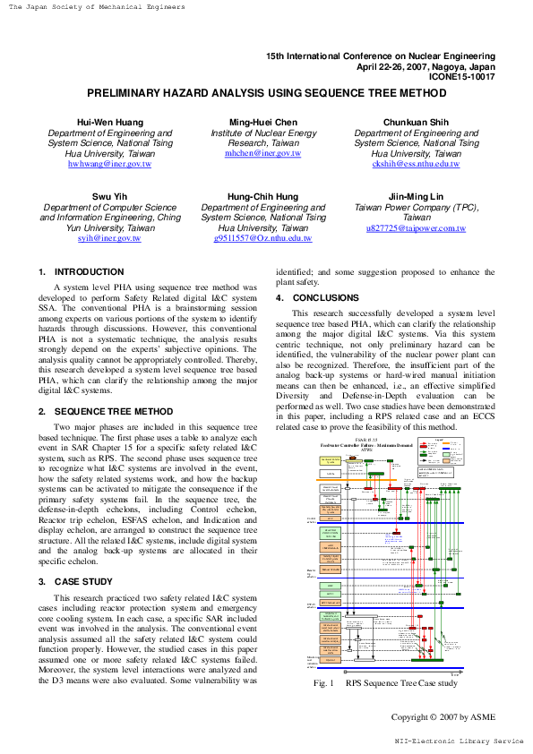(PDF) Preliminary Hazard Analysis Using Sequence Tree Method