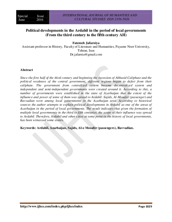(PDF) Political developments in the Ardabil in the period of local ...