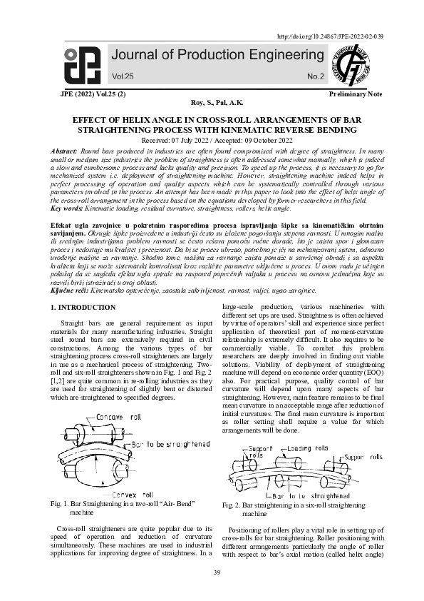 (PDF) Effect of Helix Angle in Cross-Roll Arrangements of Bar ...