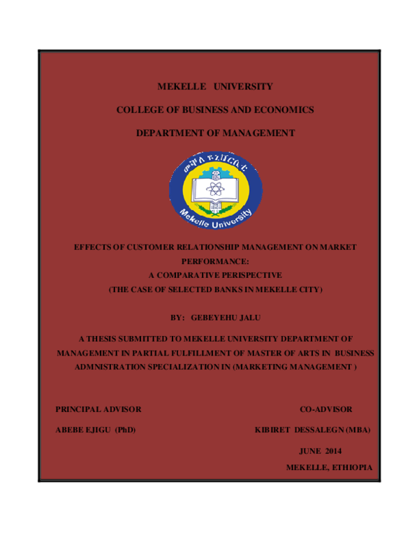 (PDF) MEKELLE UNIVERSITY COLLEGE OF BUSINESS AND ECONOMICS DEPARTMENT ...