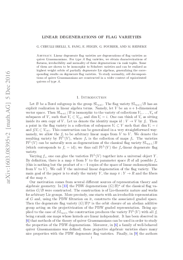 (PDF) Linear degenerations of flag varieties