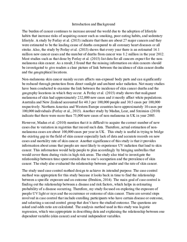 (DOC) Link between the incidence of skin cancer deaths and the geography