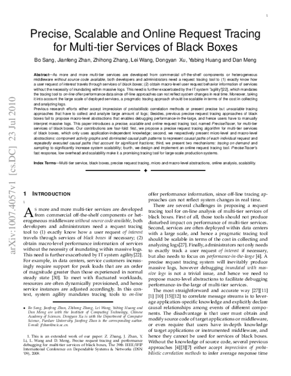 (PDF) Precise, Scalable, and Online Request Tracing for Multitier ...