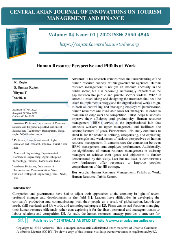 (PDF) Human Resource Perspective and Pitfalls at Work