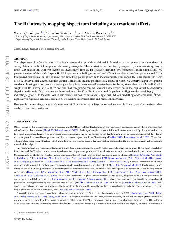 (PDF) The H i intensity mapping bispectrum including observational effects