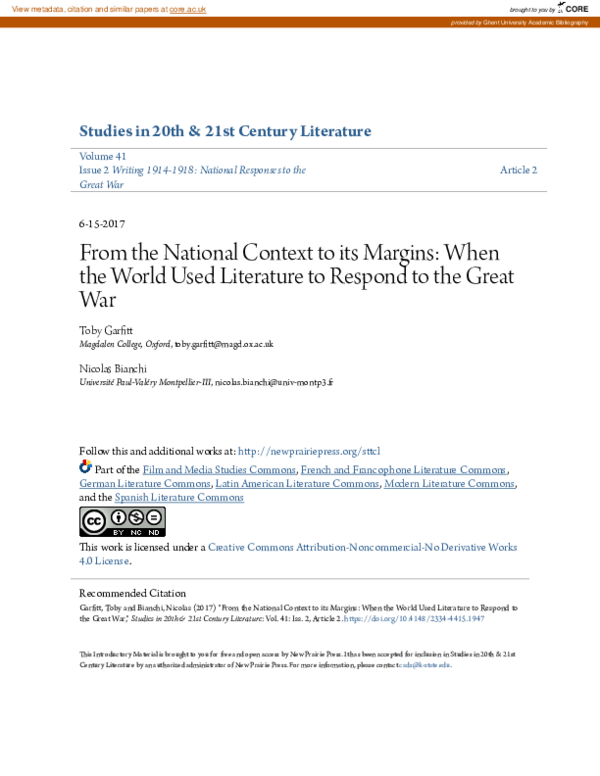 (PDF) Introduction : from the national context to its margins : when ...