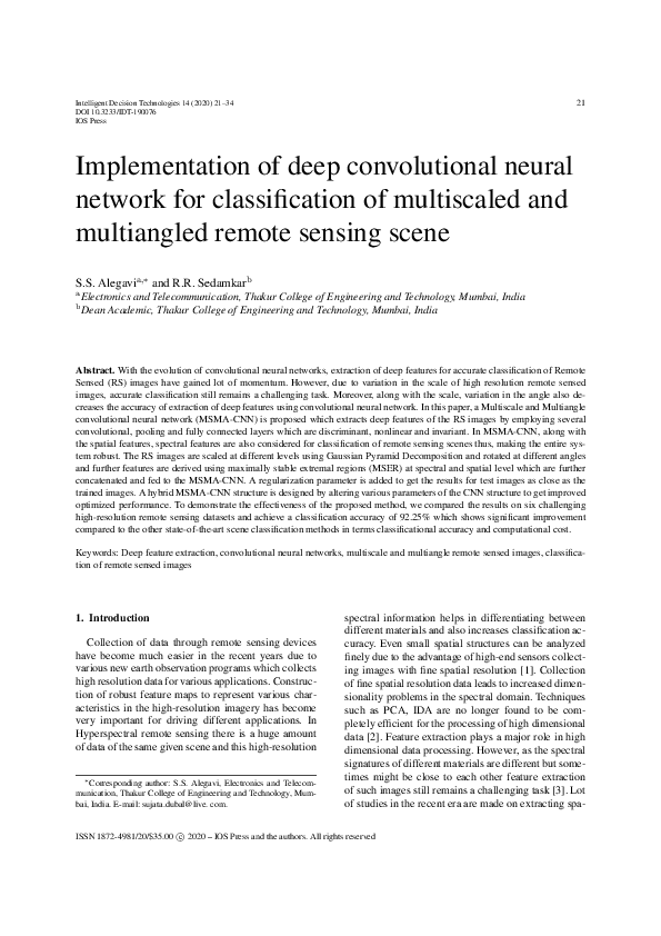 Pdf Implementation Of Deep Convolutional Neural Network For Classification Of Multiscaled And