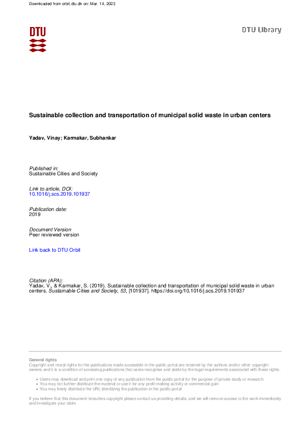 (PDF) Sustainable collection and transportation of municipal solid ...