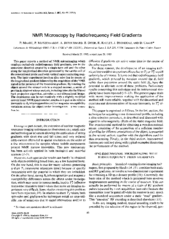 (PDF) NMR Microscopy by Radiofrequency Field Gradients | Alain Retournard - Academia.edu