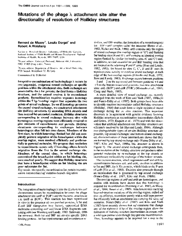 (PDF) Mutations of the phage lambda attachment site alter the ...