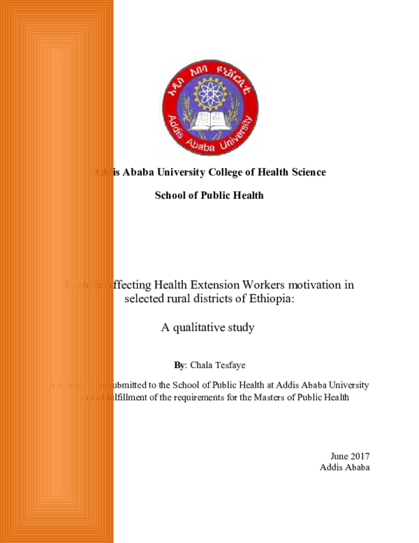 (PDF) Factors Affecting Health Extension Workers motivation in selected ...