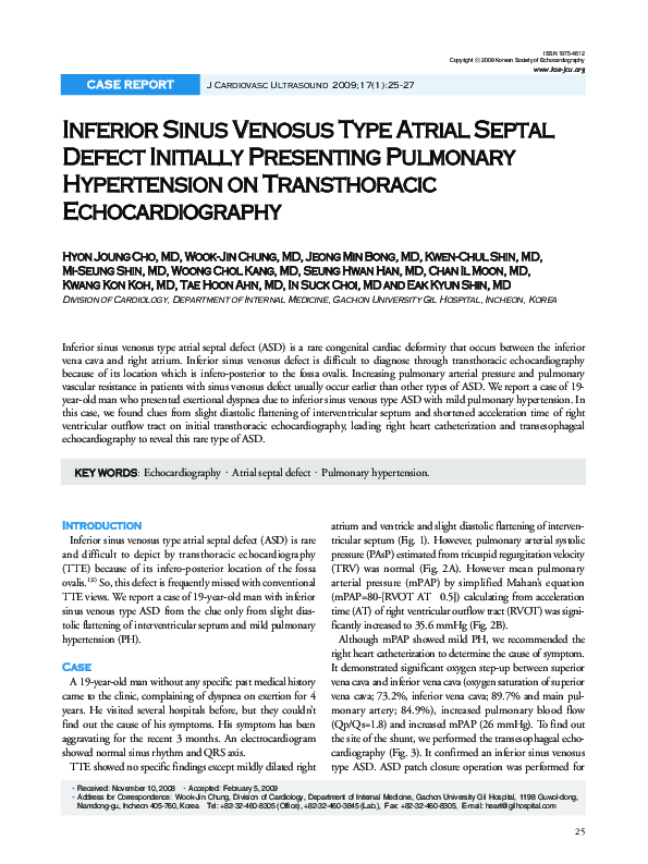 (PDF) Inferior Sinus Venosus Type Atrial Septal Defect Initially ...