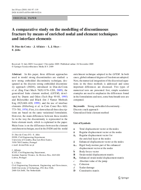 (PDF) A comparative study on the modelling of discontinuous fracture by means of enriched nodal ...