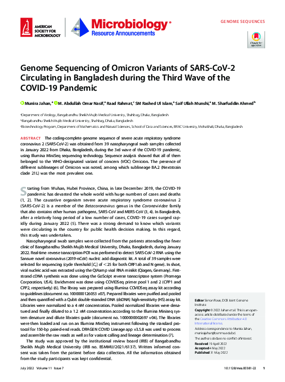 (PDF) Genome Sequencing of Omicron Variants of SARS-CoV-2 Circulating ...