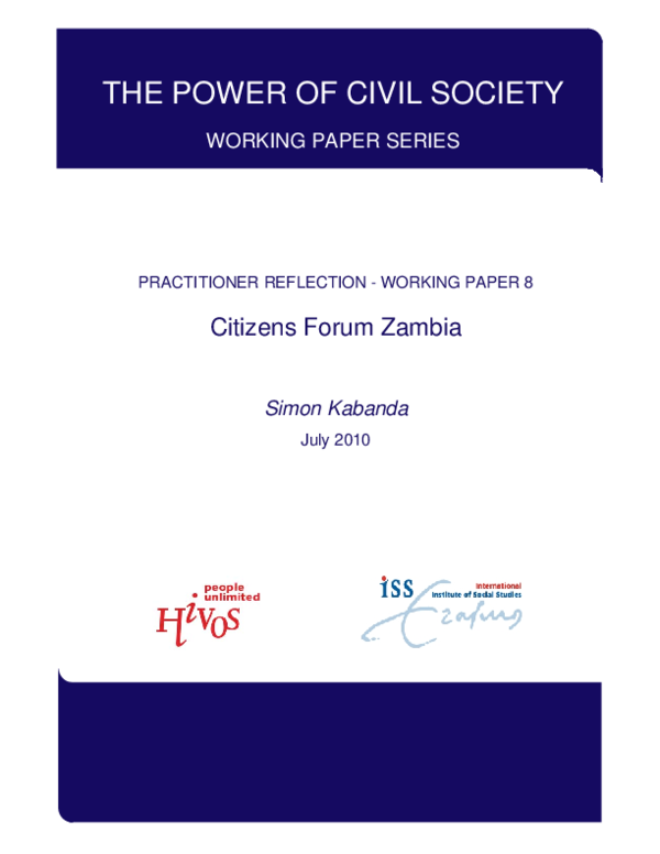 (PDF) Citizens Forum Zambia