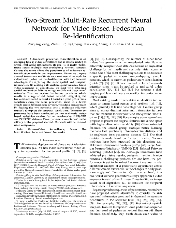 (PDF) Two-Stream Multirate Recurrent Neural Network for Video-Based Pedestrian Reidentification