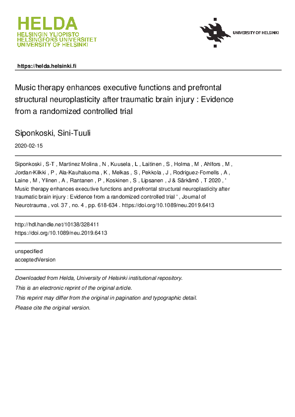 (PDF) Music Therapy Enhances Executive Functions and Prefrontal ...
