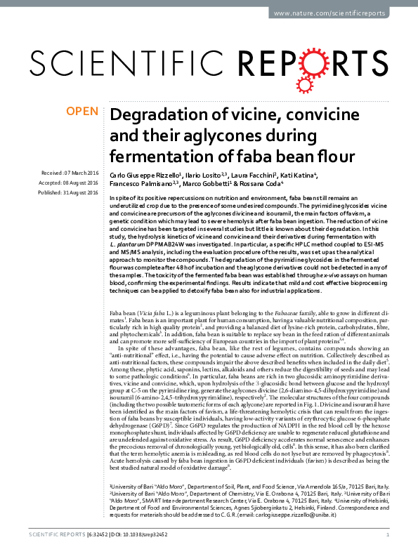 (PDF) Degradation of vicine, convicine and their aglycones during ...