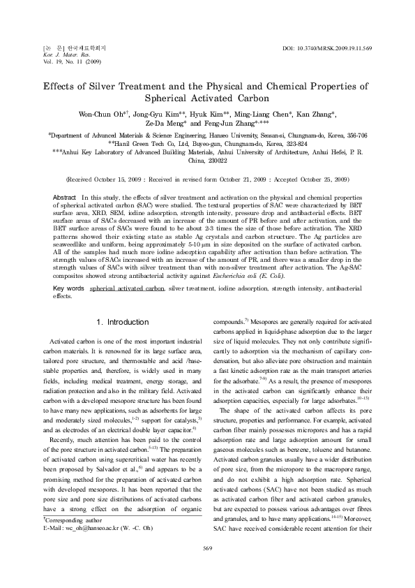 (PDF) Effects of Silver Treatment and the Physical and Chemical ...
