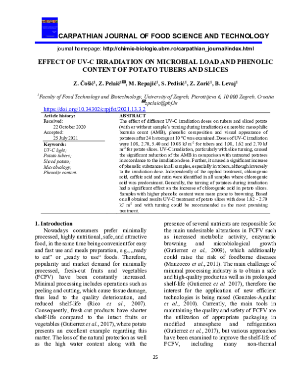 (PDF) Effect of Uv-C Irradiation on Microbial Load and Phenolic Content ...