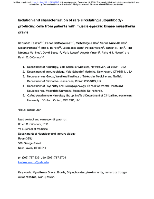 (PDF) Isolation and characterization of rare circulating autoantibody ...