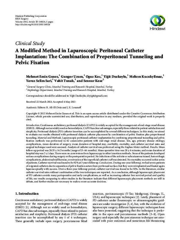 (PDF) A Modified Method in Laparoscopic Peritoneal Catheter ...