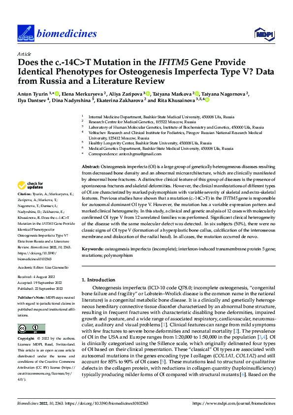 (PDF) Does the c.-14C>T Mutation in the IFITM5 Gene Provide Identical ...