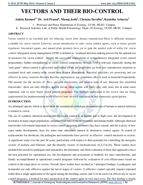 (PDF) Vectors and Their Bio-Control