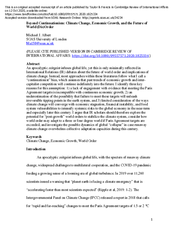 (PDF) Beyond continuationism: climate change, economic growth, and the ...