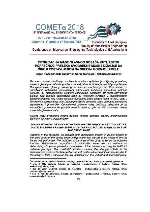 (PDF) MASS-OPTIMIZED DESIGN OF THE MAIN GIRDER WITH BOX-SECTION OF THE ...