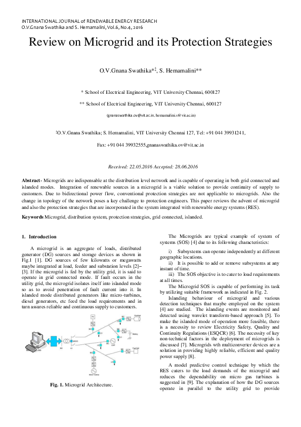 Pdf Review On Microgrid And Its Protection Strategies