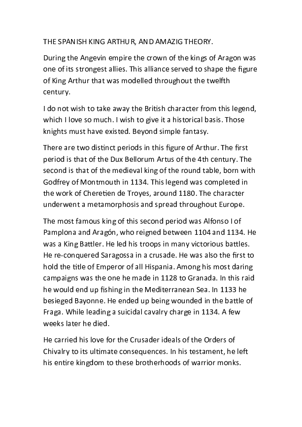 (DOC) THE SPANISH KING ARTHUR, AND AMAZING THEORY