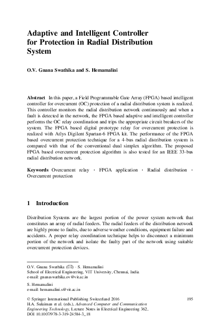 (PDF) Adaptive and Intelligent Controller for Protection in Radial Distribution System