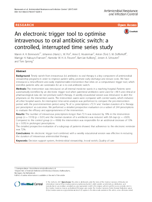 (PDF) An electronic trigger tool to optimise intravenous to oral ...