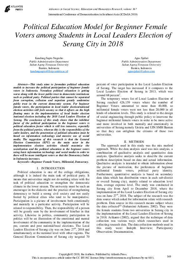 (PDF) Political Education Model for Beginner Female Voters among ...