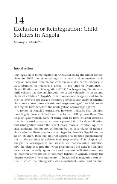 (PDF) Exclusion or Reintegration: Child Soldiers in Angola