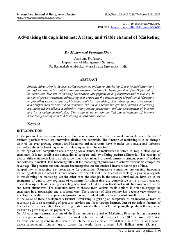(PDF) Advertising through Internet: A rising and viable channel of ...