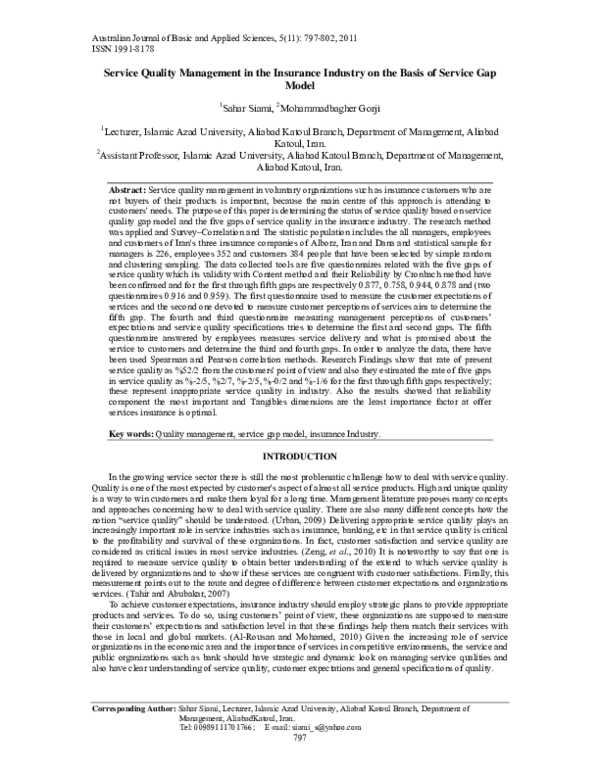(PDF) Service Quality Management in the Insurance Industry on the Basis ...