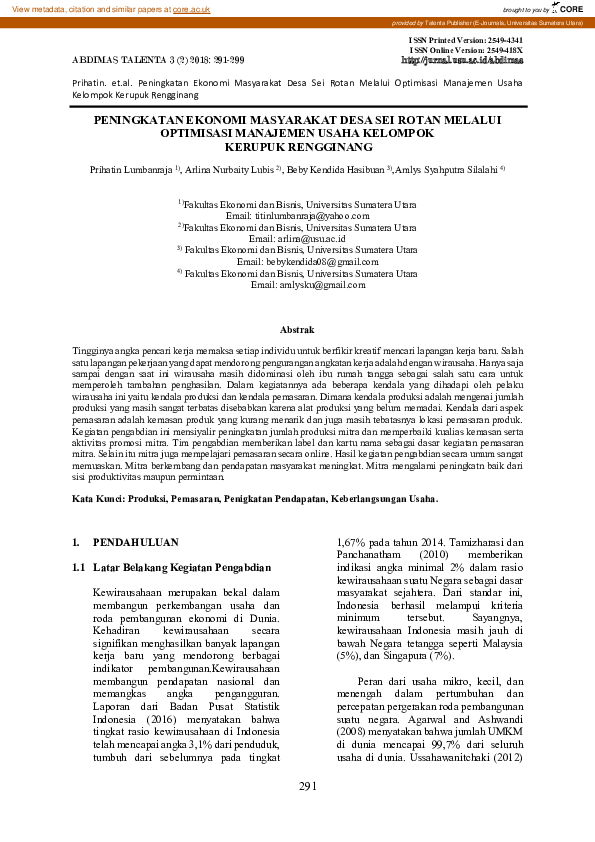 (PDF) Peningkatan Ekonomi Masyarakat Desa Sei Rotan Melalui Optimisasi Manajemen Usaha Kelompok ...