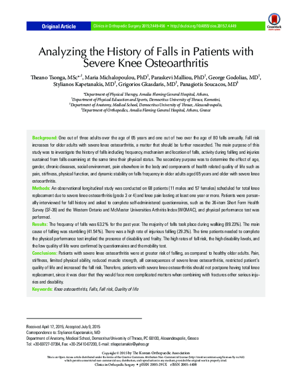(PDF) Analyzing the History of Falls in Patients with Severe Knee ...