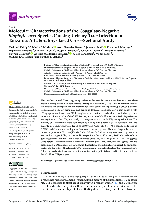 Molecular Characterizations of the Coagulase-Negative Staphylococci ...