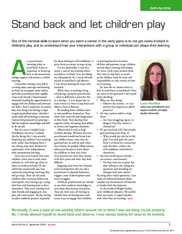 (PDF) Stand back and let children play