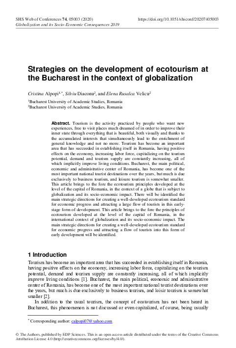 (PDF) Strategies on the development of ecotourism at the Bucharest in ...