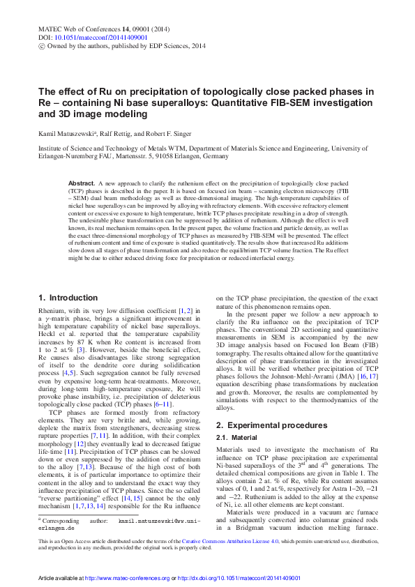 (PDF) The effect of Ru on precipitation of topologically close packed phases in Re – containing ...
