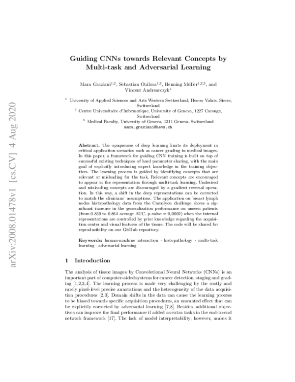 (PDF) Guiding CNNs towards Relevant Concepts by Multi-task and Adversarial Learning