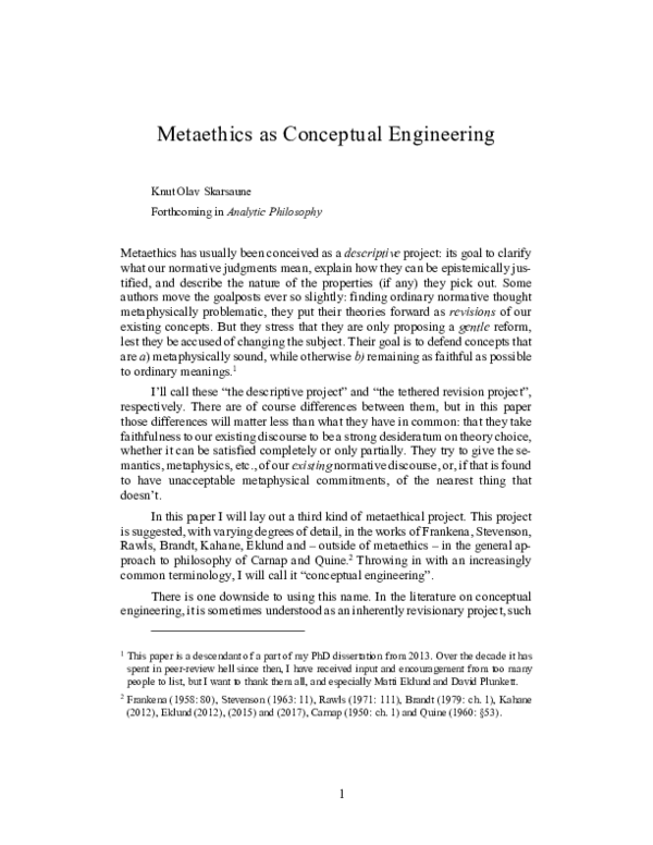 (PDF) Metaethics as Conceptual Engineering