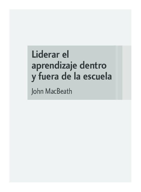 (PDF) John MacBeath: Liderar el aprendizaje dentro y fuera de la escuela