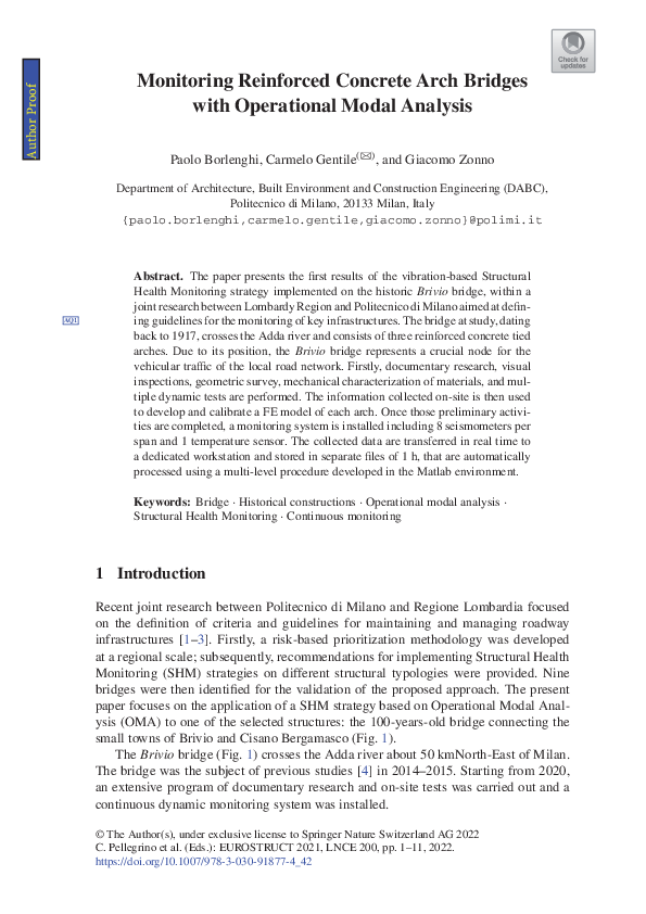 Pdf Monitoring Reinforced Concrete Arch Bridges With Operational Modal Analysis
